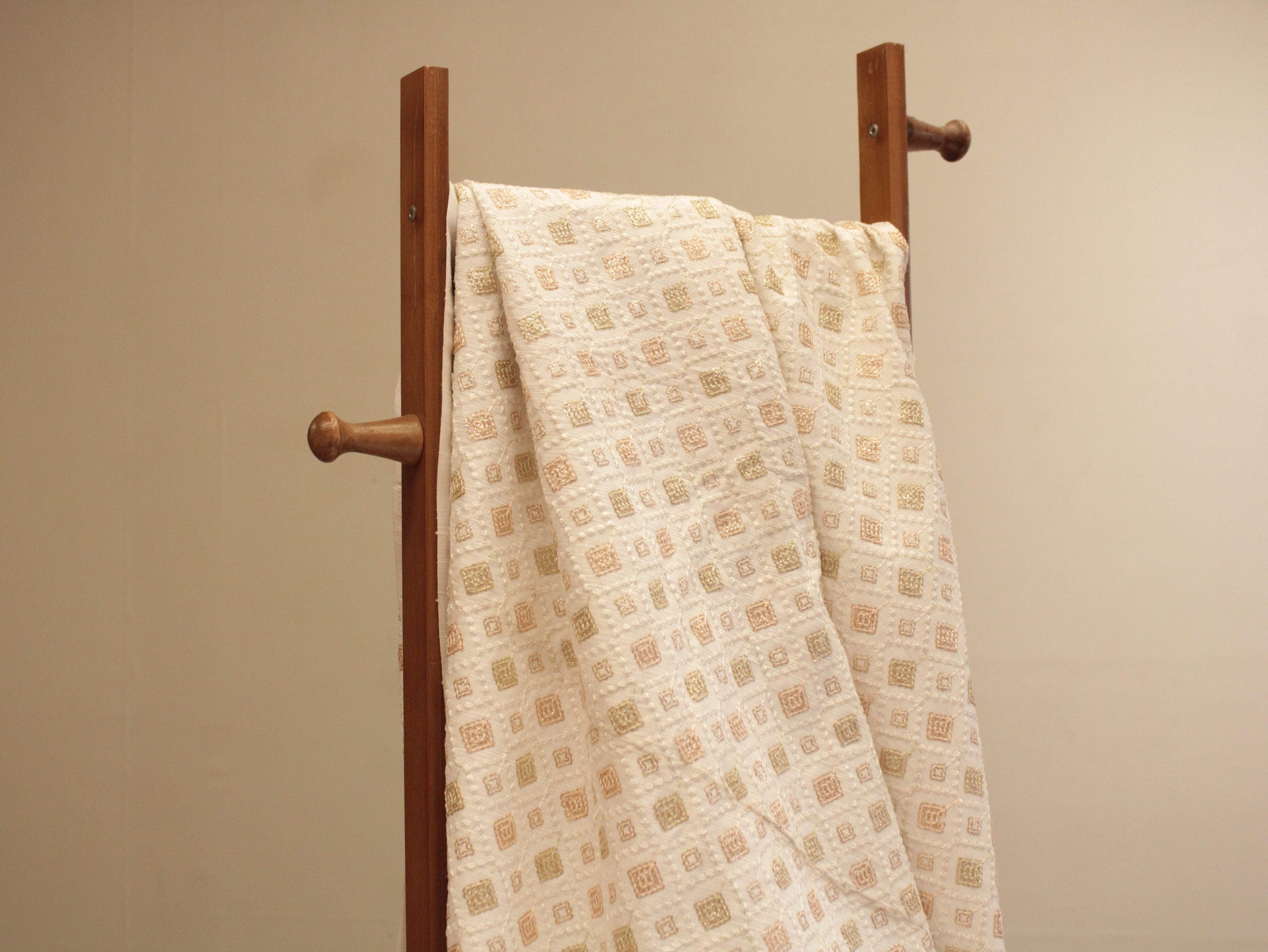 Premium Thread Work Fabric for Indowestern & Family Ensembles - White